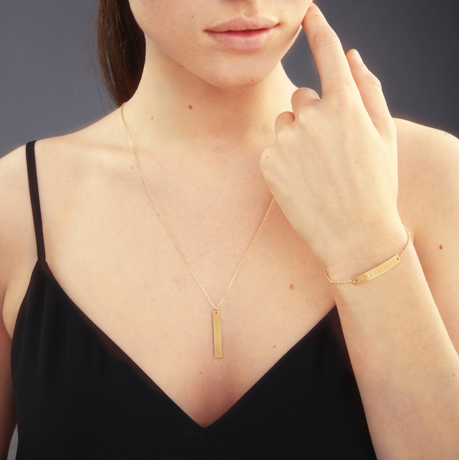 Gold Bar Bracelet Handwritten Bar Bracelet Your Handwritting | Etsy