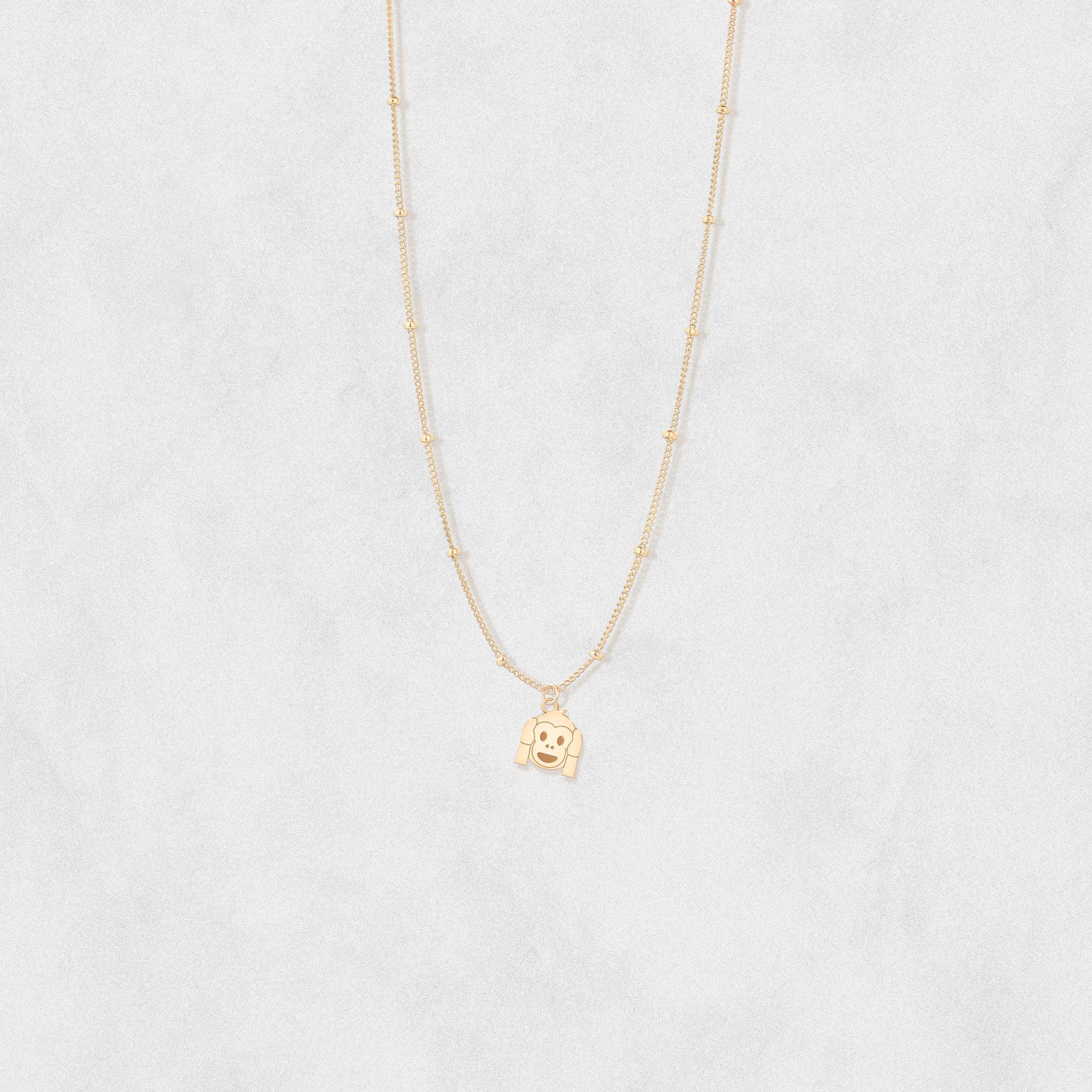 Three Wise Monkeys Necklace Hear No Evil Charm Gift for Her Beady Chain ...