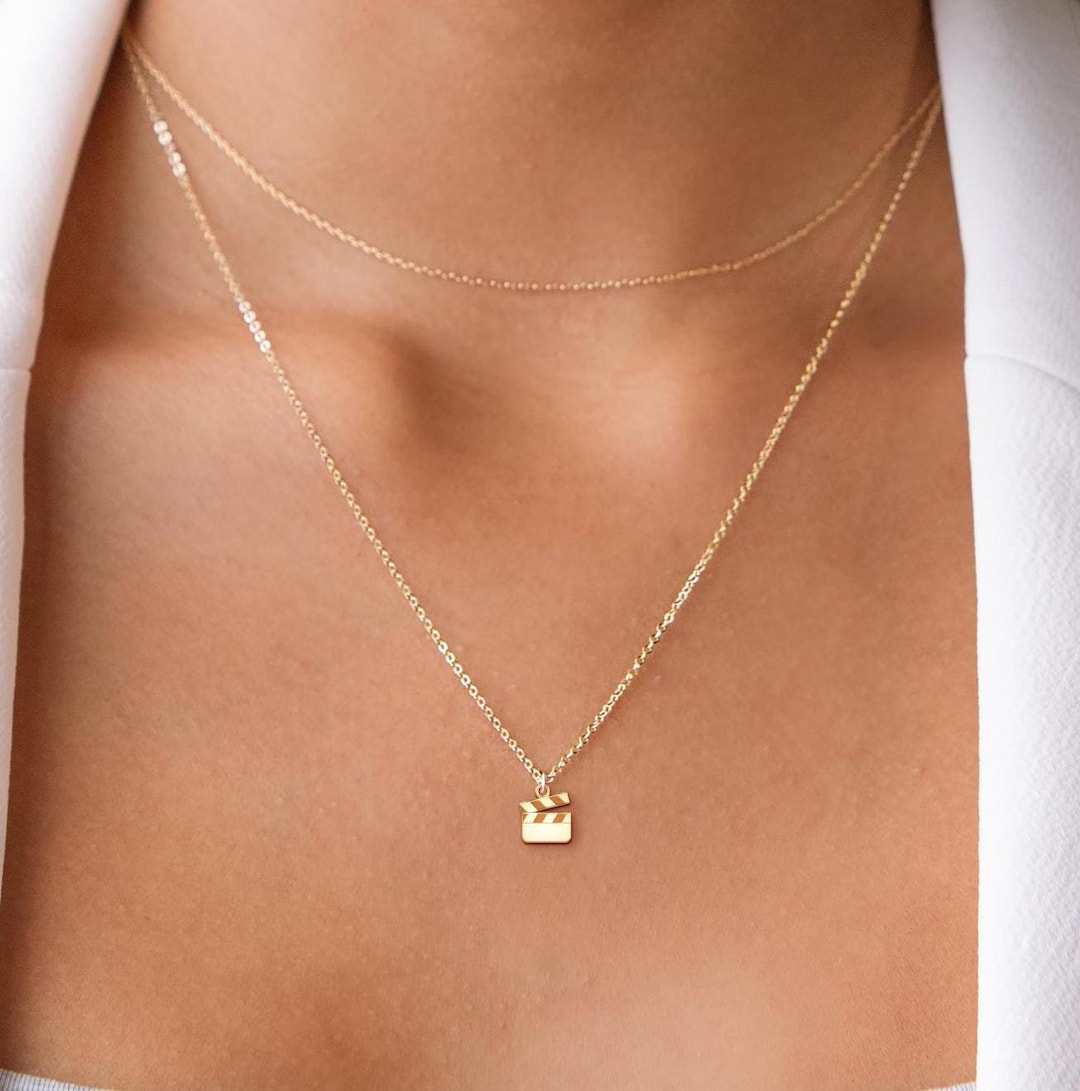 Movie Slate Pendant Clapper Board Charm Necklace Gift for Her Hollywood ...