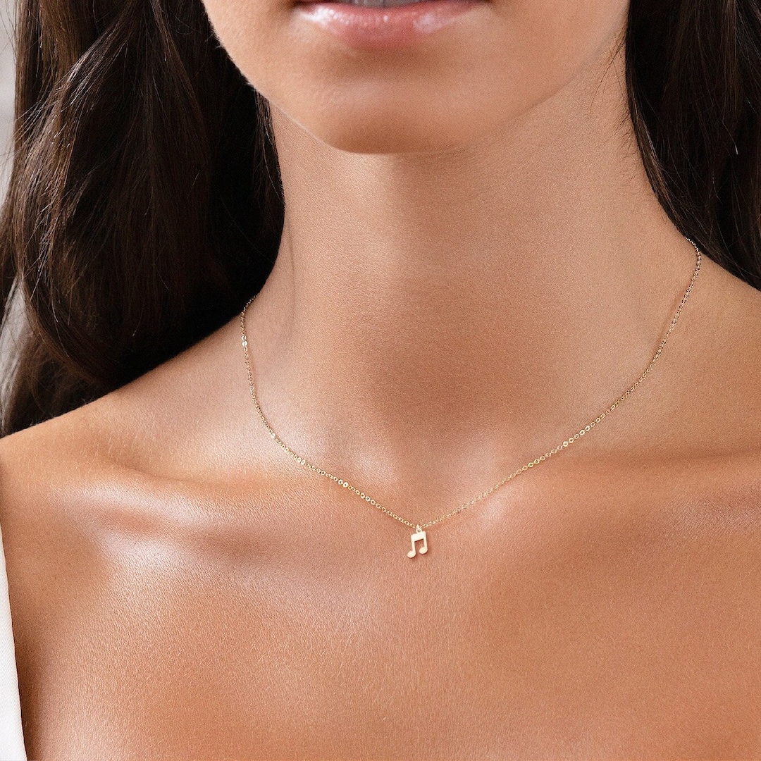 Music Note Necklace, Music Note Jewelry, Music Teacher Gift, Piano ...