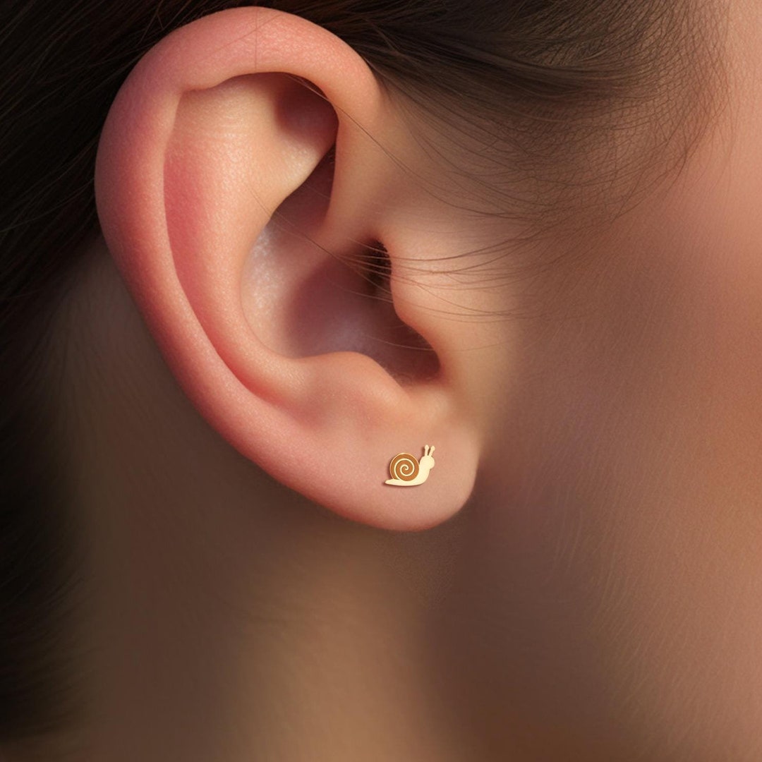 Small Snail Stud Earrings Handcrafted in 14k Gold Fill, Sterling Silver, 14k Rose Gold Fill or ...