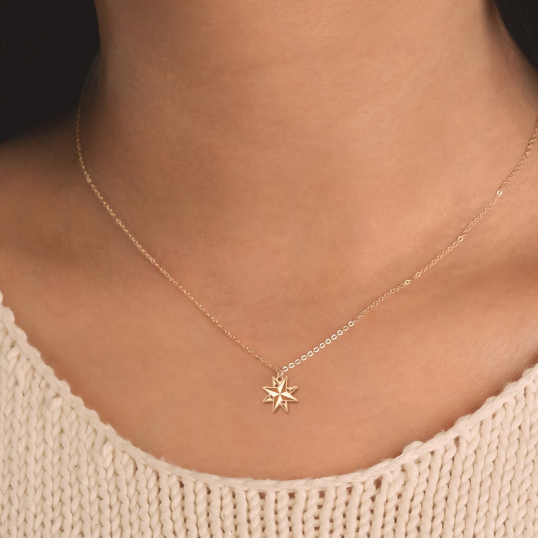 Compass Star Necklace Star Charm Necklace GPS Jewelry Guiding Star ...