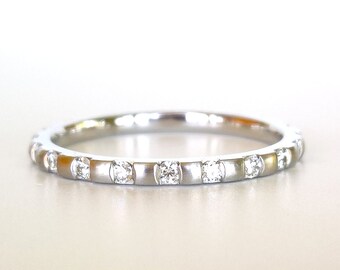 PLATINUM Stacking Ring with Flush Set Diamonds Platinum | Etsy