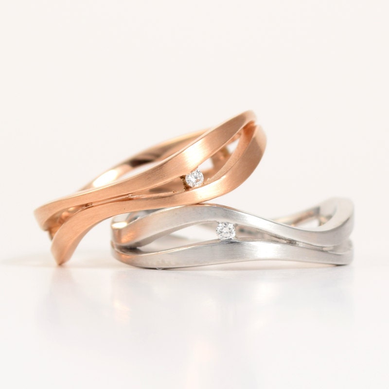 WEDDING SET in 18k Rose 18k White Gold or Platinum - Etsy