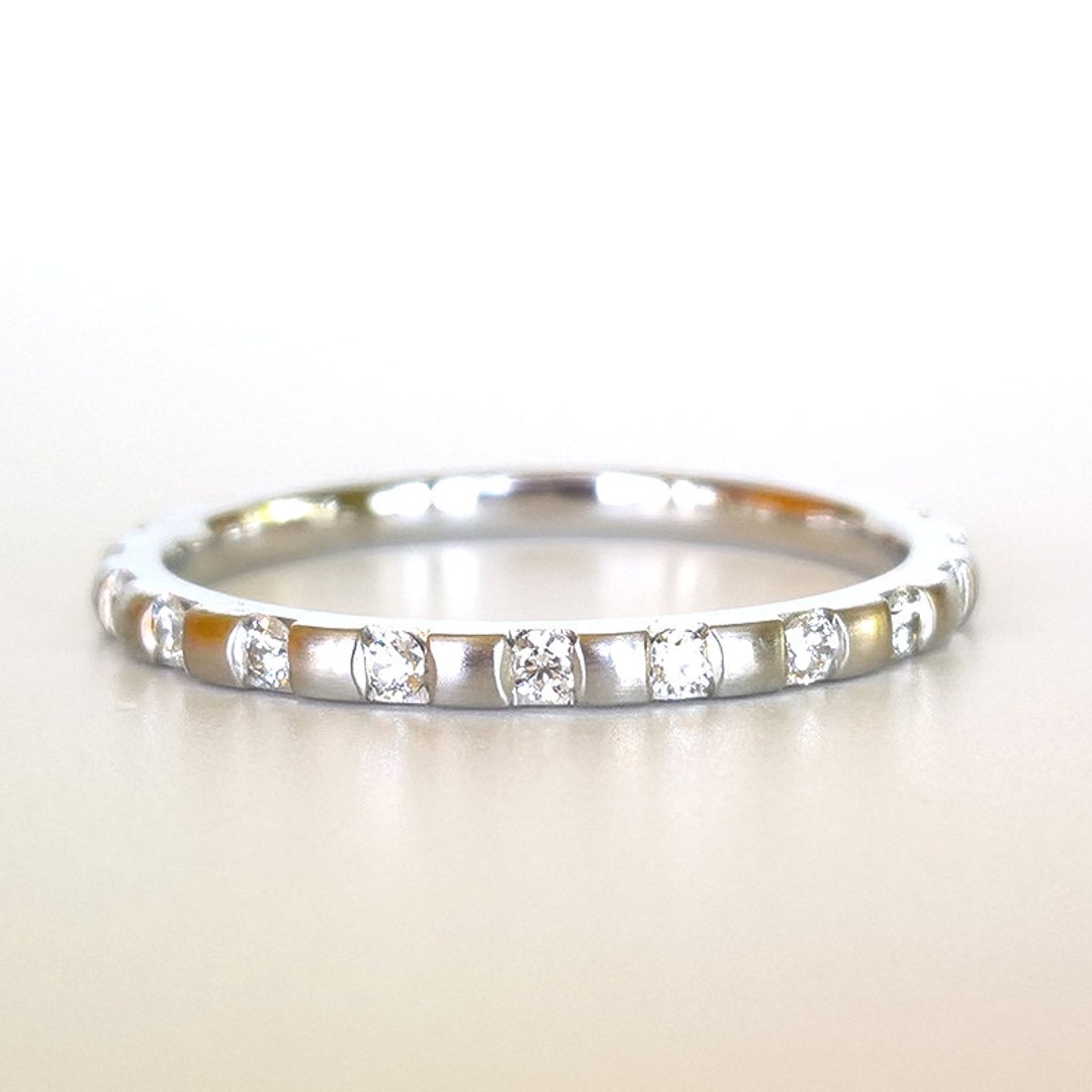 PLATINUM Diamond Eternity Band, Stacking Ring With Spaced Diamonds ...