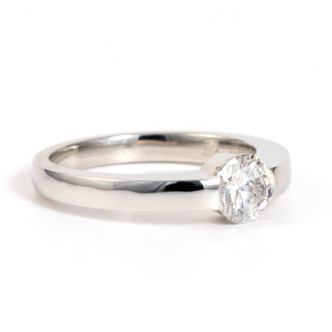 PLATINUM Diamond Engagement Ring, Diamond Solitaire Ring, Unique ...
