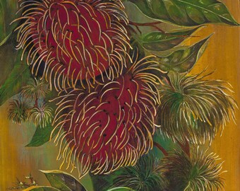 Print hawaiian Still Life With Kapa and Koa Bowl - Etsy