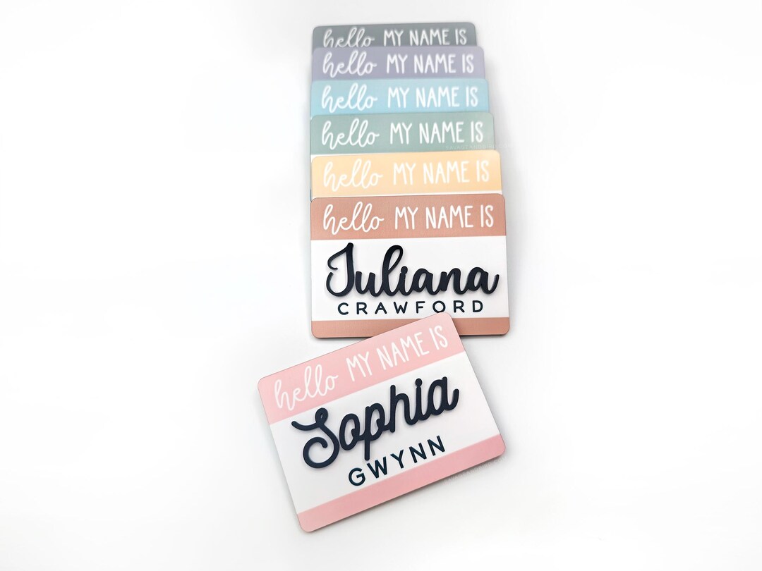 Hello My Name is Sticker Sign, Personalized Baby Name Sign, Hospital ...