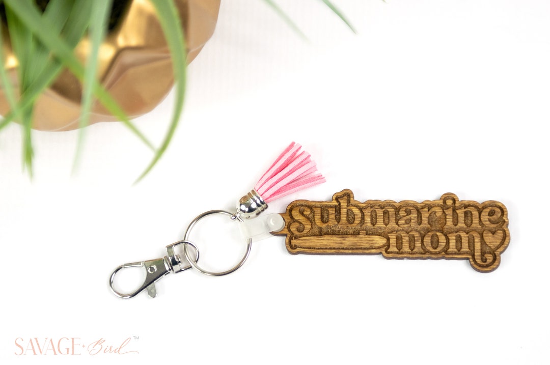 Submarine Wood Keychain, Engraved Keychain, Submarine Mom, Submariner ...
