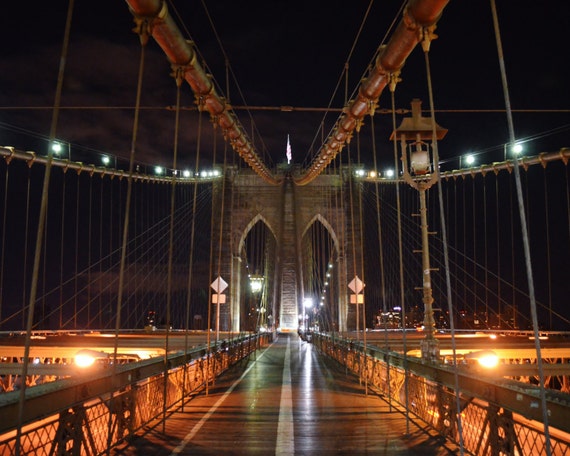 New York City's Brooklyn Bridge at Night A Walk Across - Etsy