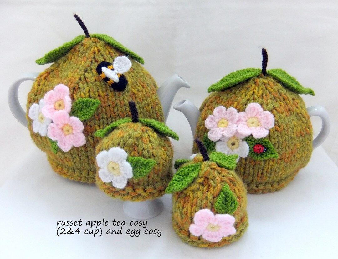 Hand Knitted/crochet Golden Russet Apple Tea Cosy available in 2 & 4 ...
