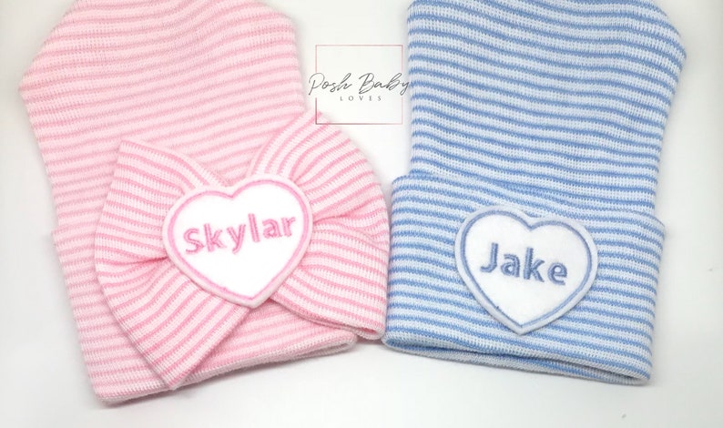 Twin Baby Hats With Names! You GET 2! Choose Gender Newborn Baby Hats ...