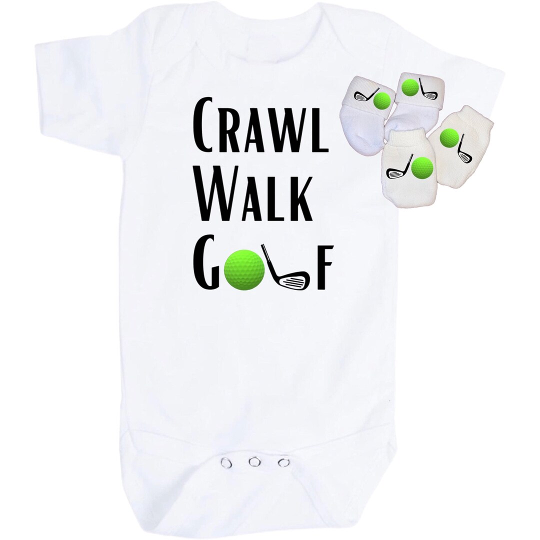 Baby Bodysuit Crawl Walk Golf. Option to Add Socks and No Scratch ...