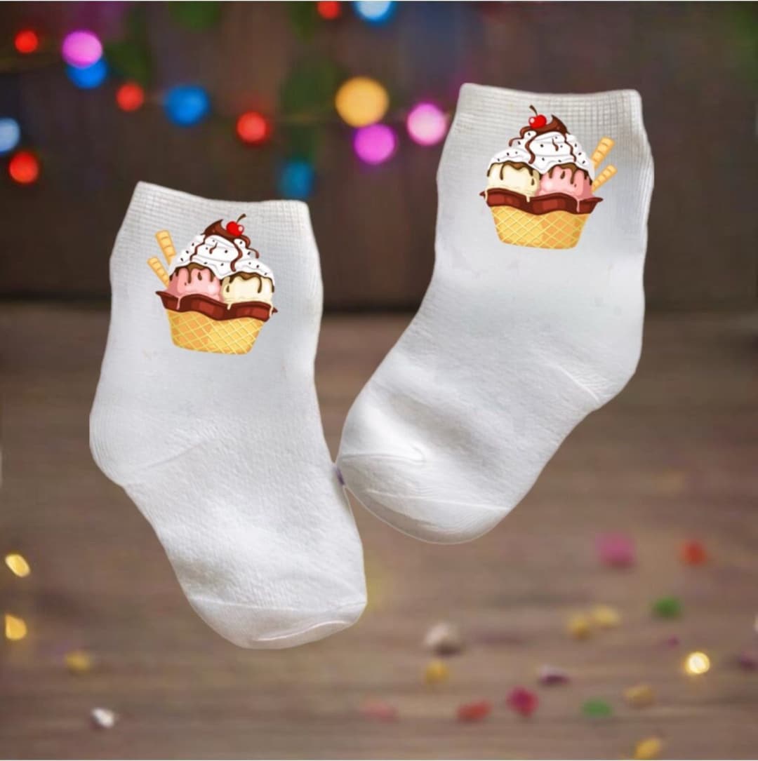 Baby/toddler/child Socks With Sundae on Them. Multiple Sizes Offered ...