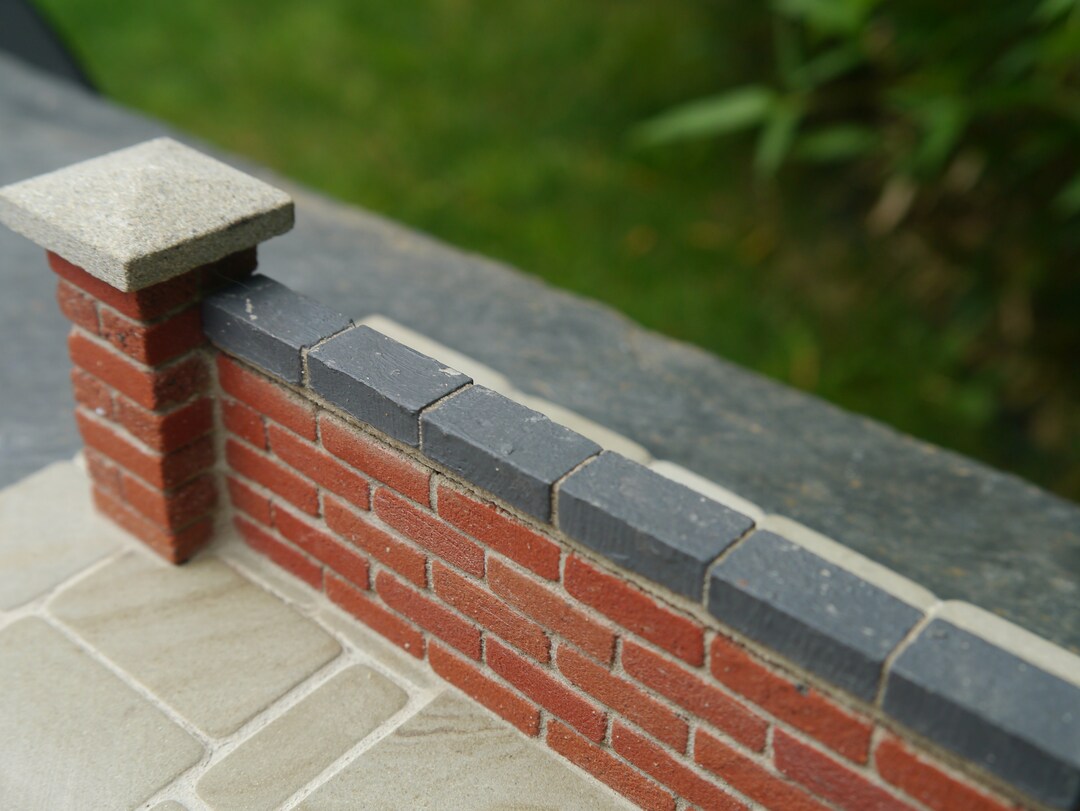 25 Pack of 1:12th REAL Brick MINIATURE Blue Capping Bricks for ...