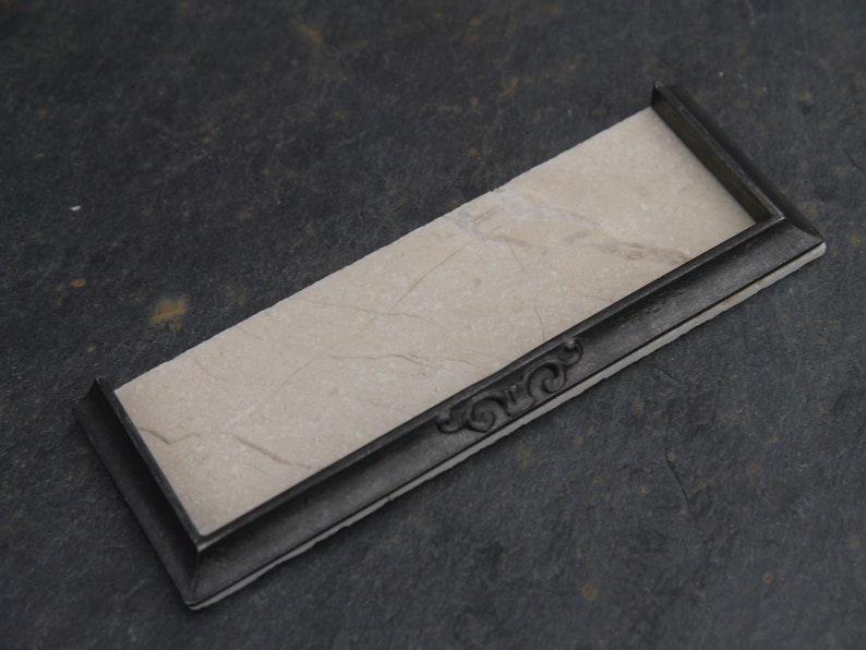 REAL Cream Marble 1:12th Scale Miniature / Dolls House Fireplace Hearth ...
