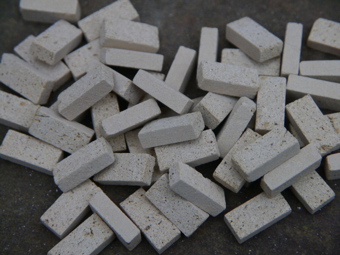 50 1:12th Scale Gault/ Cream REAL BRICK Miniature Bricks for ...