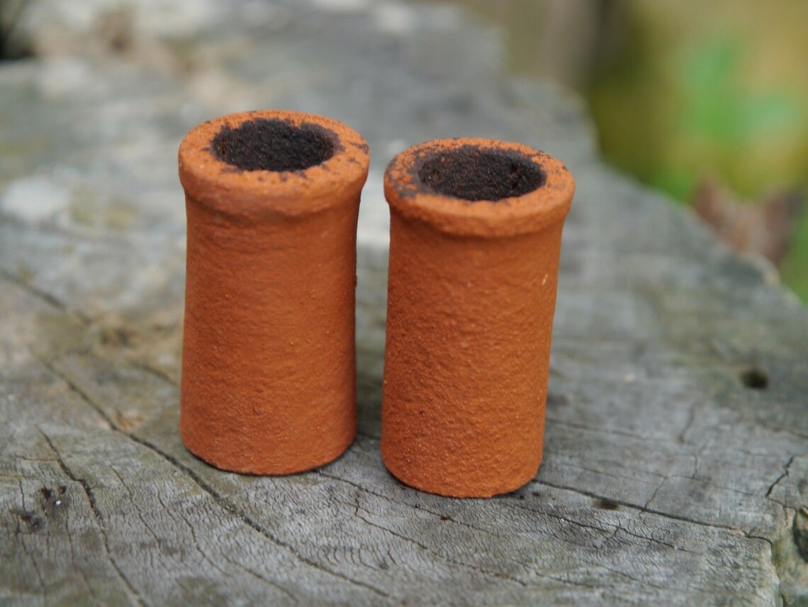 2 1:12th REAL BRICK Orange Chimney Pots - Etsy