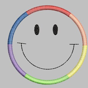 Smiley Embroidery Design, Rainbow Smiley Face Embroidery Design File for Machine Embroidery ...