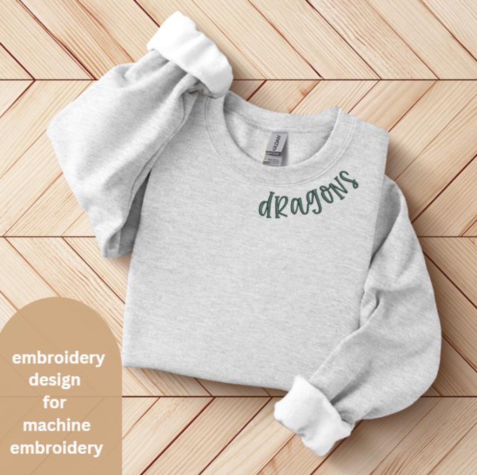 Dragons Collar Embroidery Design Team Dragons Embroidery Embroidery ...