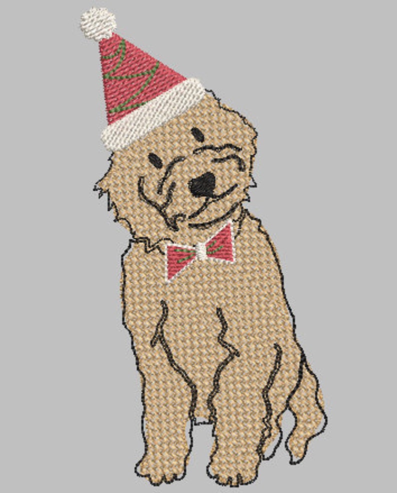 Goldendoodle Embroidery Design Dog With Santa Hat Christmas - Etsy