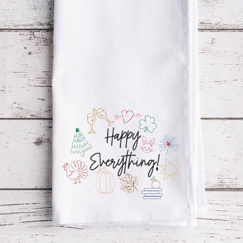 Happy Everything Embroidery Design Seasonal Machine - Etsy