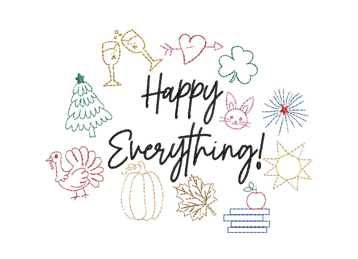 Happy Everything Embroidery Design Seasonal Machine - Etsy
