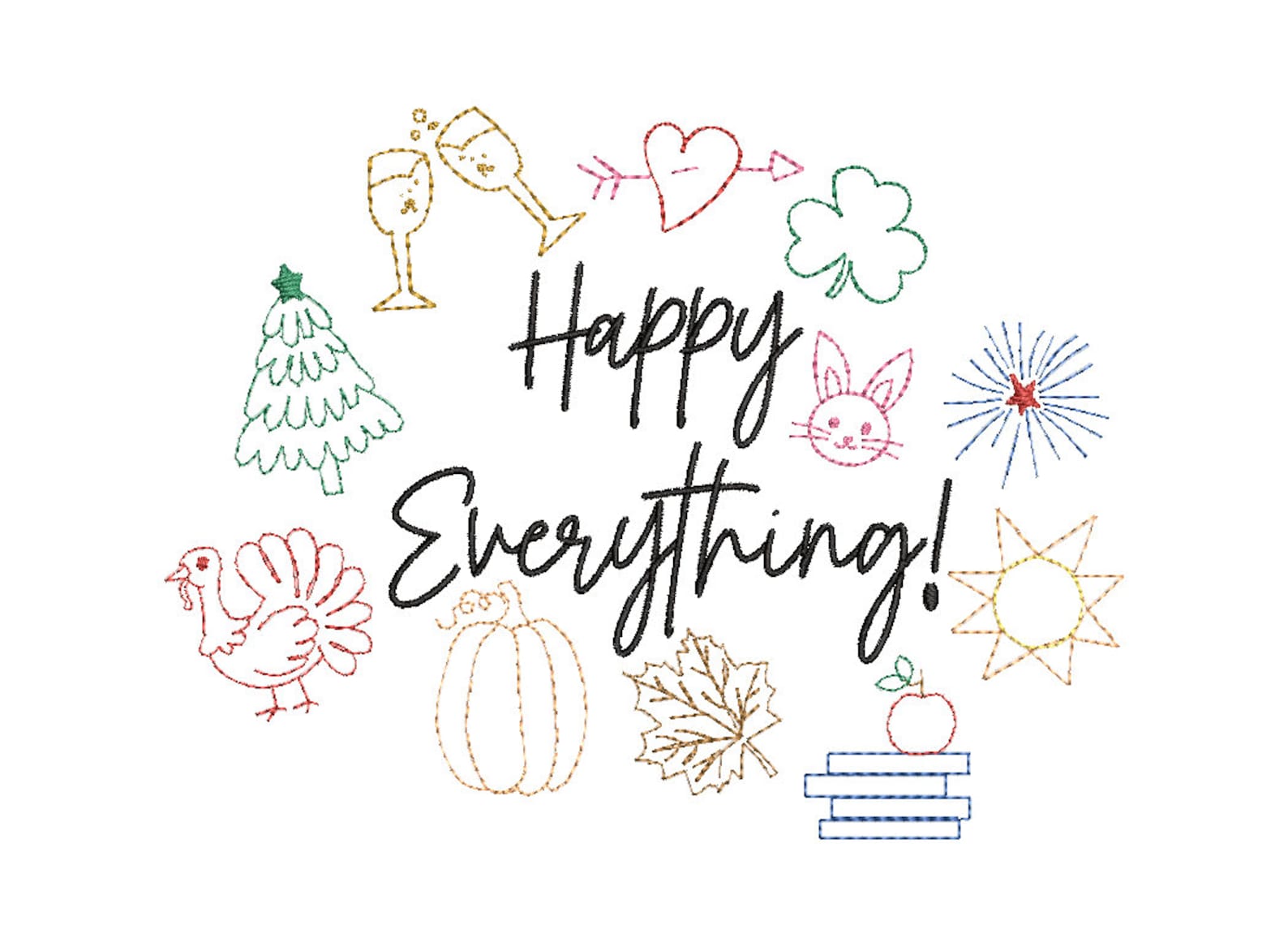 Happy Everything Embroidery Design Seasonal Machine - Etsy