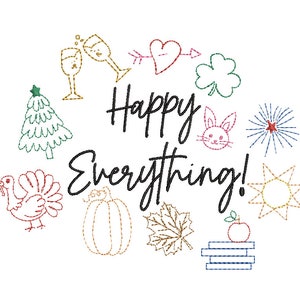 Happy Everything Embroidery Design, Seasonal Machine Embroidery, All ...