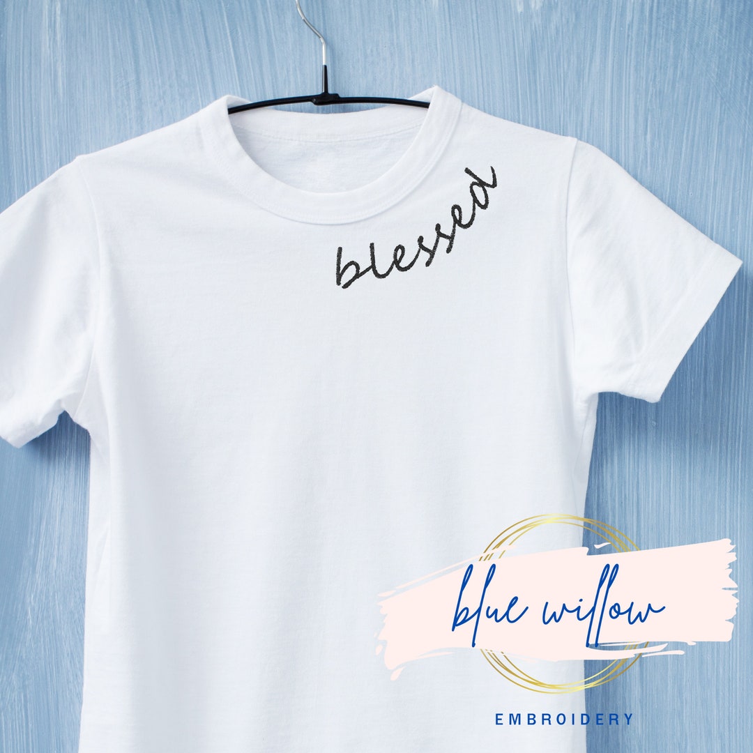 Blessed Embroidery Design - Collar Embroidery - Embroidery Font ...