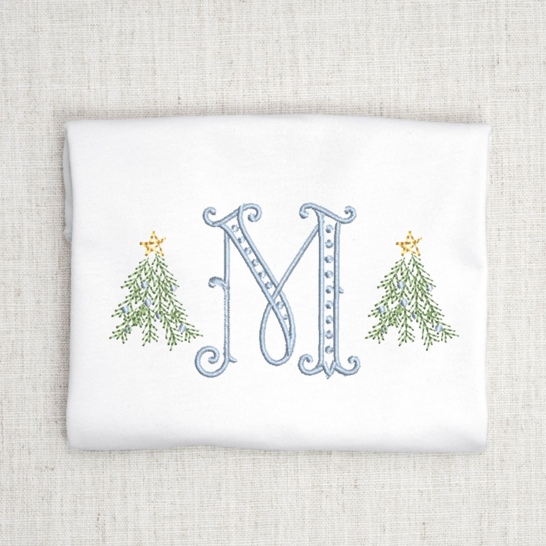 Vintage Christmas Tree Monogram Decoration Embroidery Design File for ...