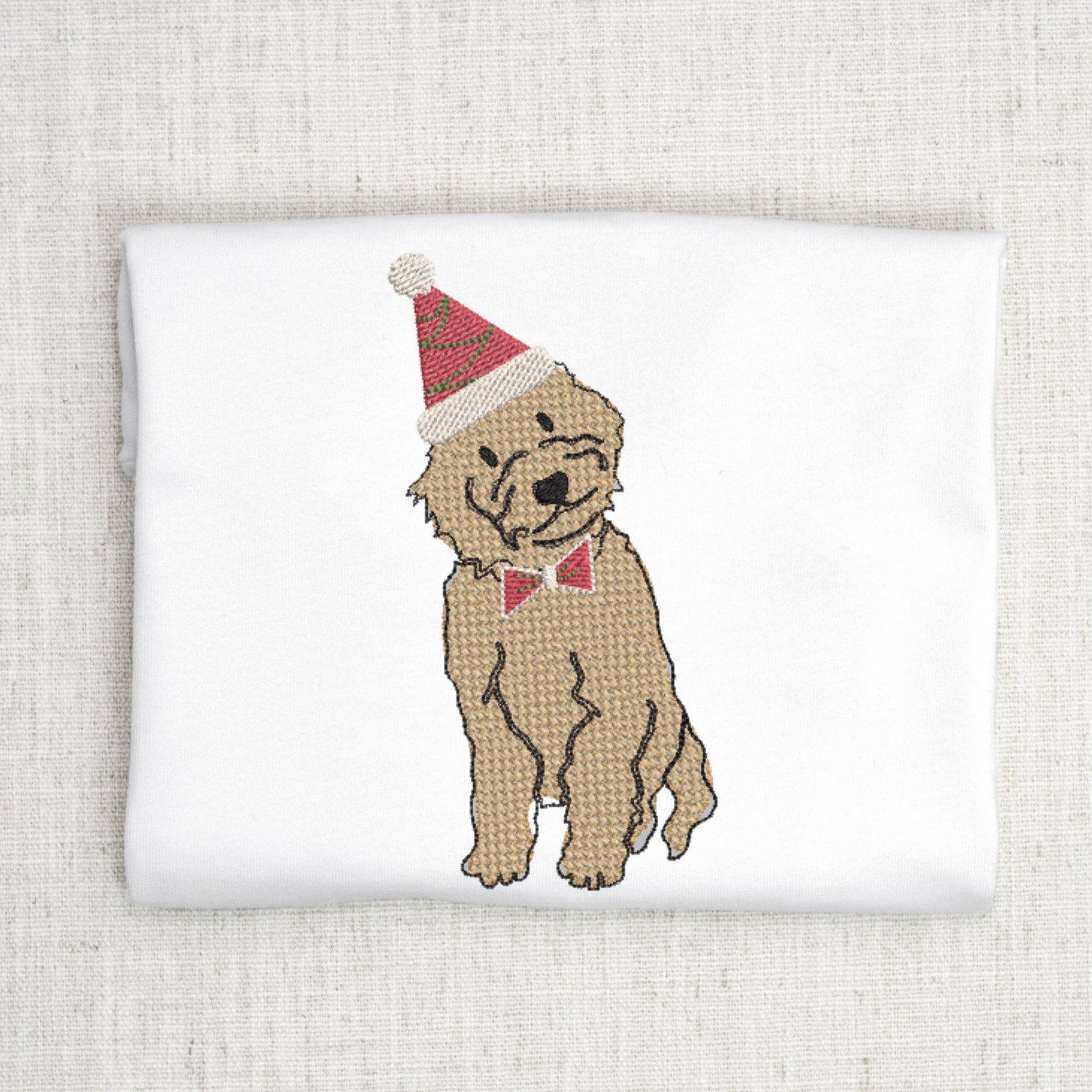 Goldendoodle Embroidery Design, Dog With Santa Hat, Christmas ...