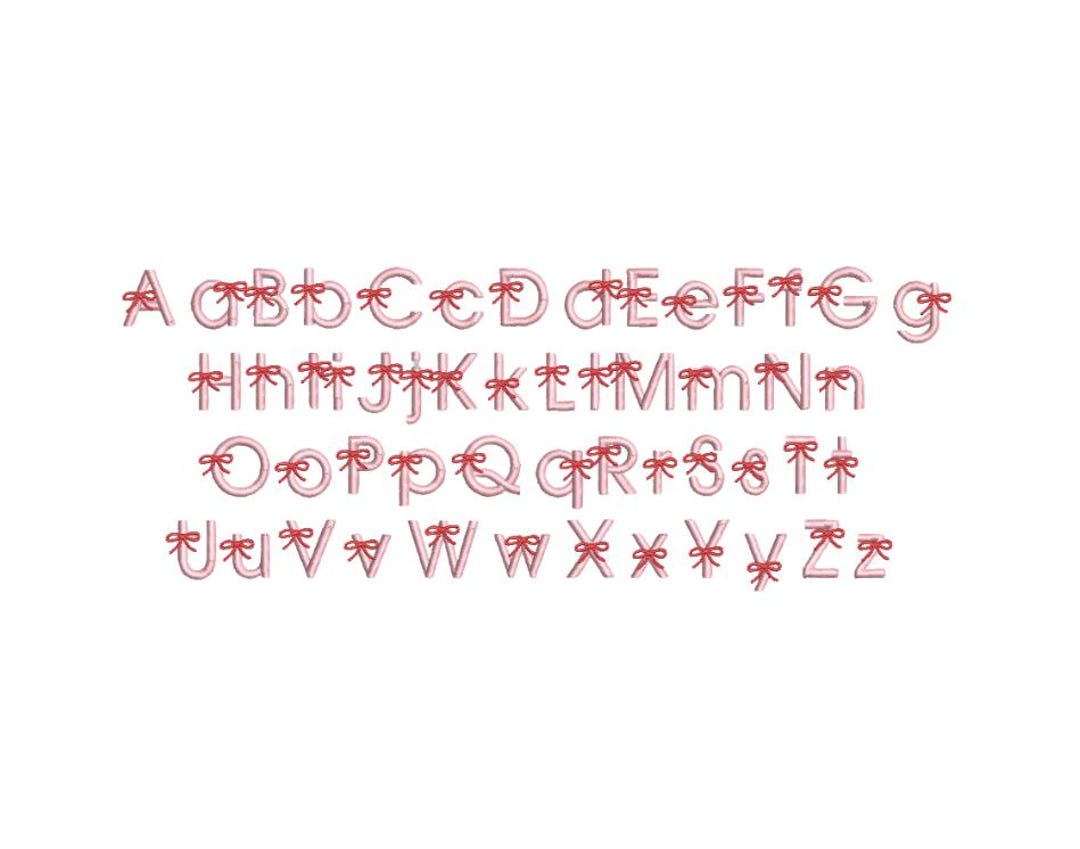 Bow Embroidery Font Machine Embroidery Design File for Instant Download ...