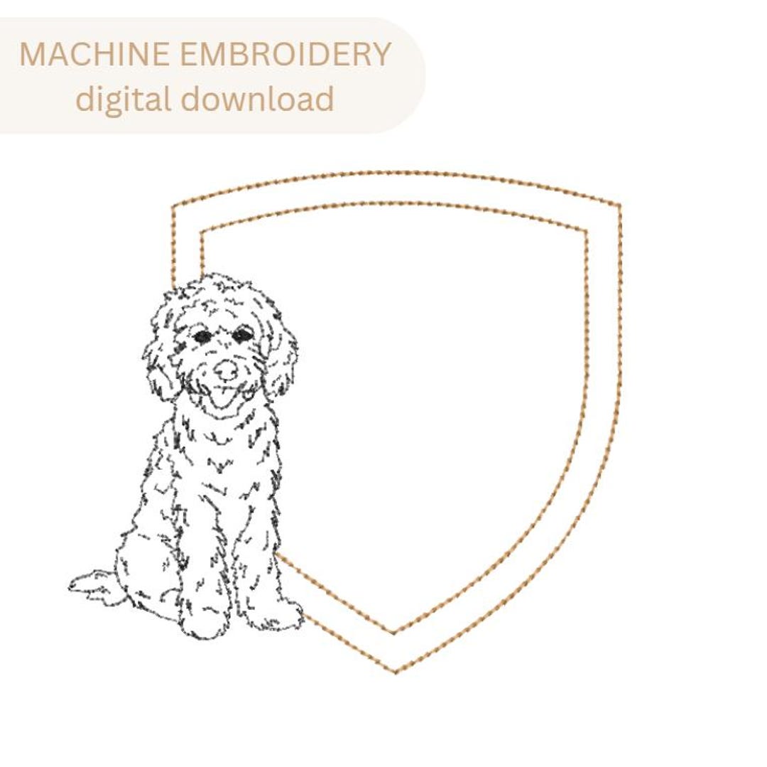 Goldendoodle Crest Embroidery Design – Digital Dog Monogram Frame for ...