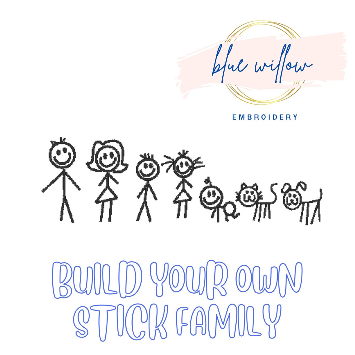 Stick Figure Family Machine Embroidery Design File for Easy - Etsy