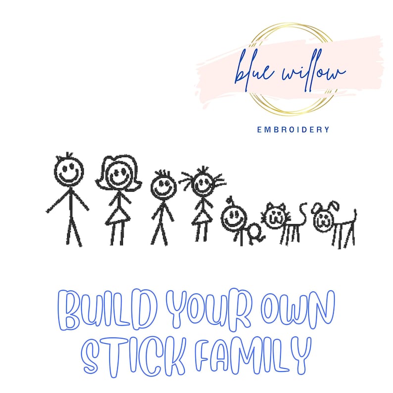 Stick Figure Family Machine Embroidery Design File for Easy - Etsy