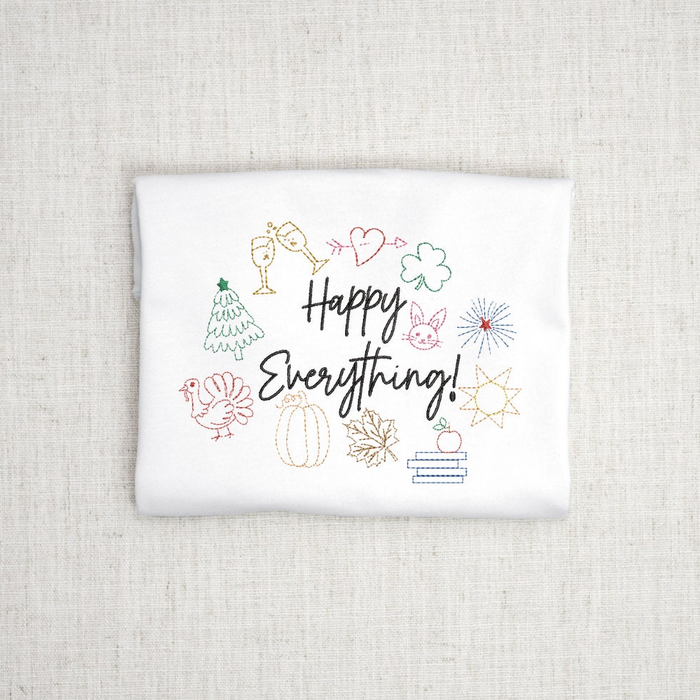 Happy Everything Embroidery Design, Seasonal Machine Embroidery, All ...