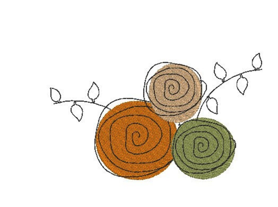 Boho Floral Abstract Spiral Embroidery Design Machine Embroidery Design ...