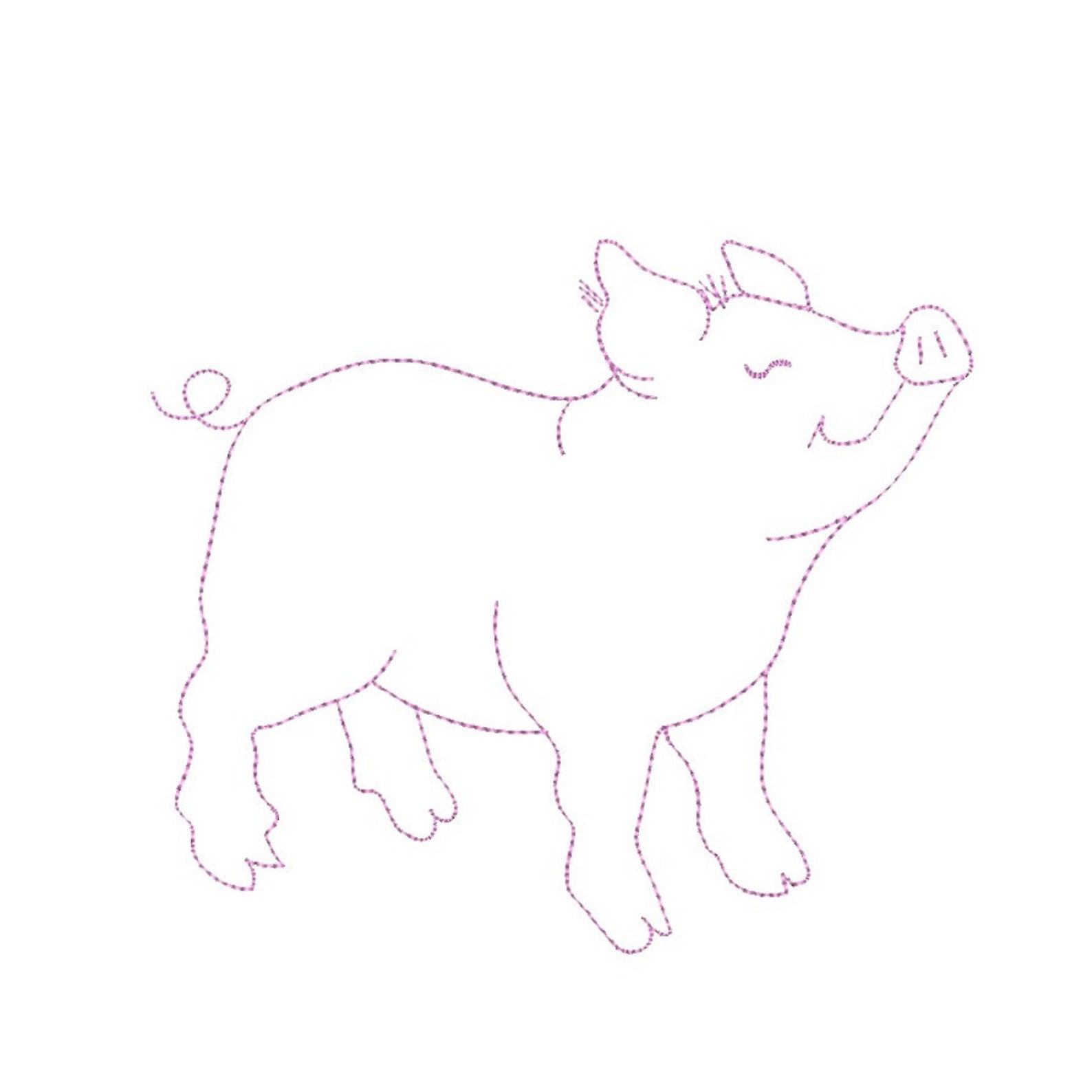 Pink Pig Machine Embroidery Design File Pig Embroidery Farm - Etsy