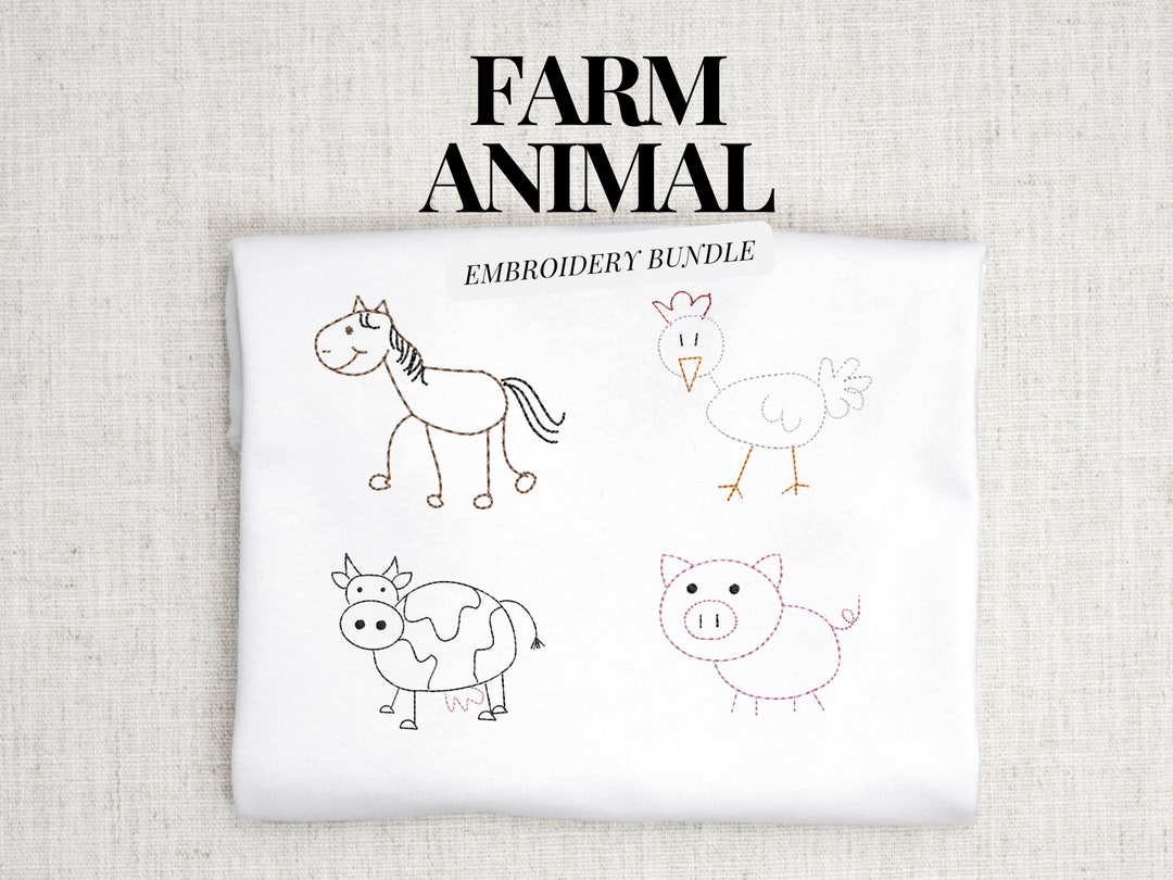Farm Animal Embroidery Design, Farm Embroidery Bundle, Cow, Pig, Horse ...