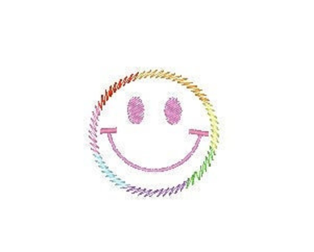 Smile Face Embroidery Design File Multicolor Digital Machine Embroidery ...