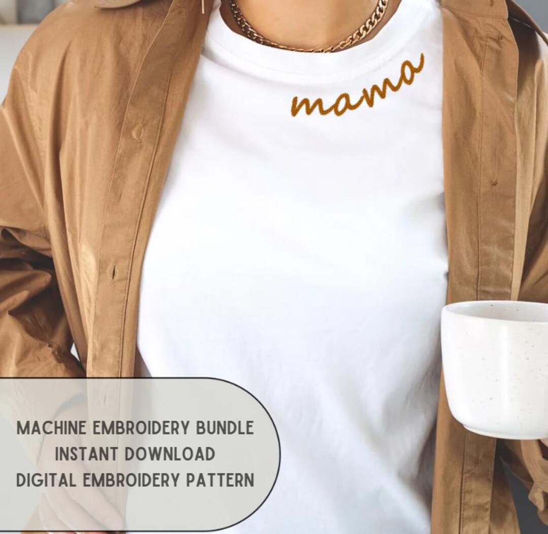 Mama Embroidery Design | Curved Collar Embroidery Font | Machine ...