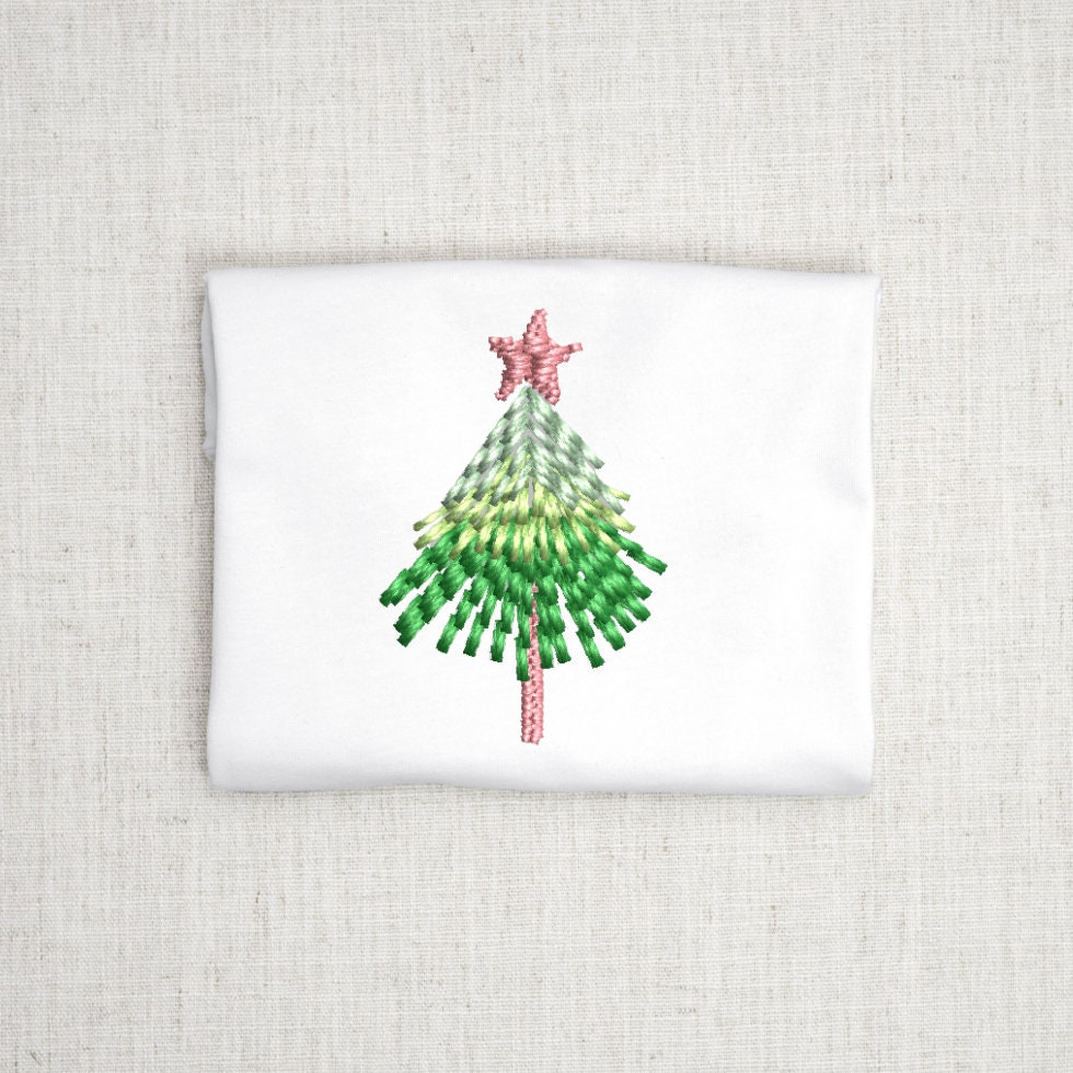 Vintage Rustic Farmhouse Christmas Tree Embroidery Design for - Etsy