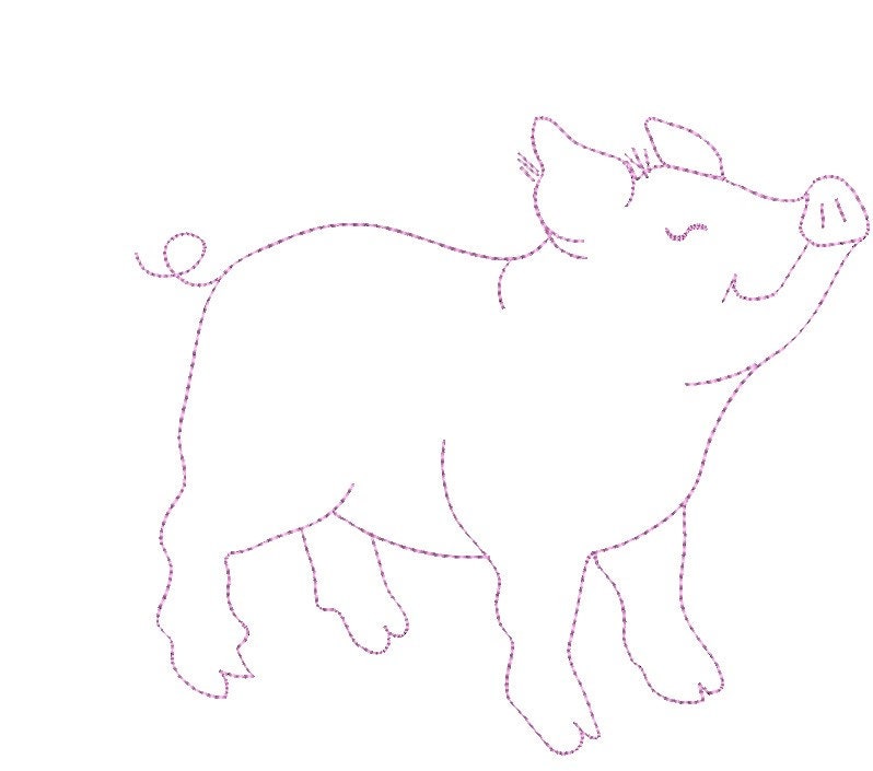 Pink Pig Machine Embroidery Design File Pig Embroidery Farm - Etsy