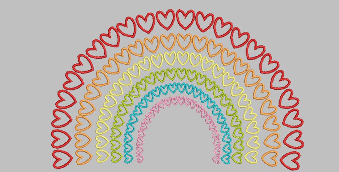 Rainbow Heart Machine Embroidery Design Heart Rainbow - Etsy