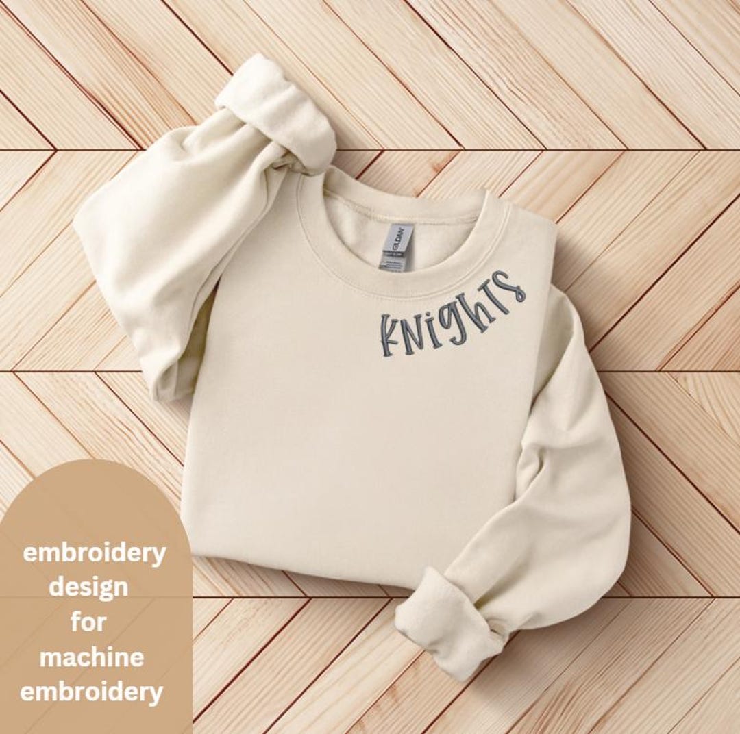 Knights Embroidery Design for Collar Team Knights Embroidery Curved ...