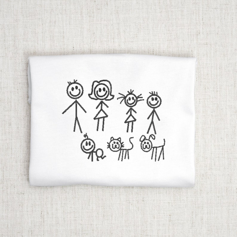 Stick Figure Family Machine Embroidery Design File for Easy - Etsy