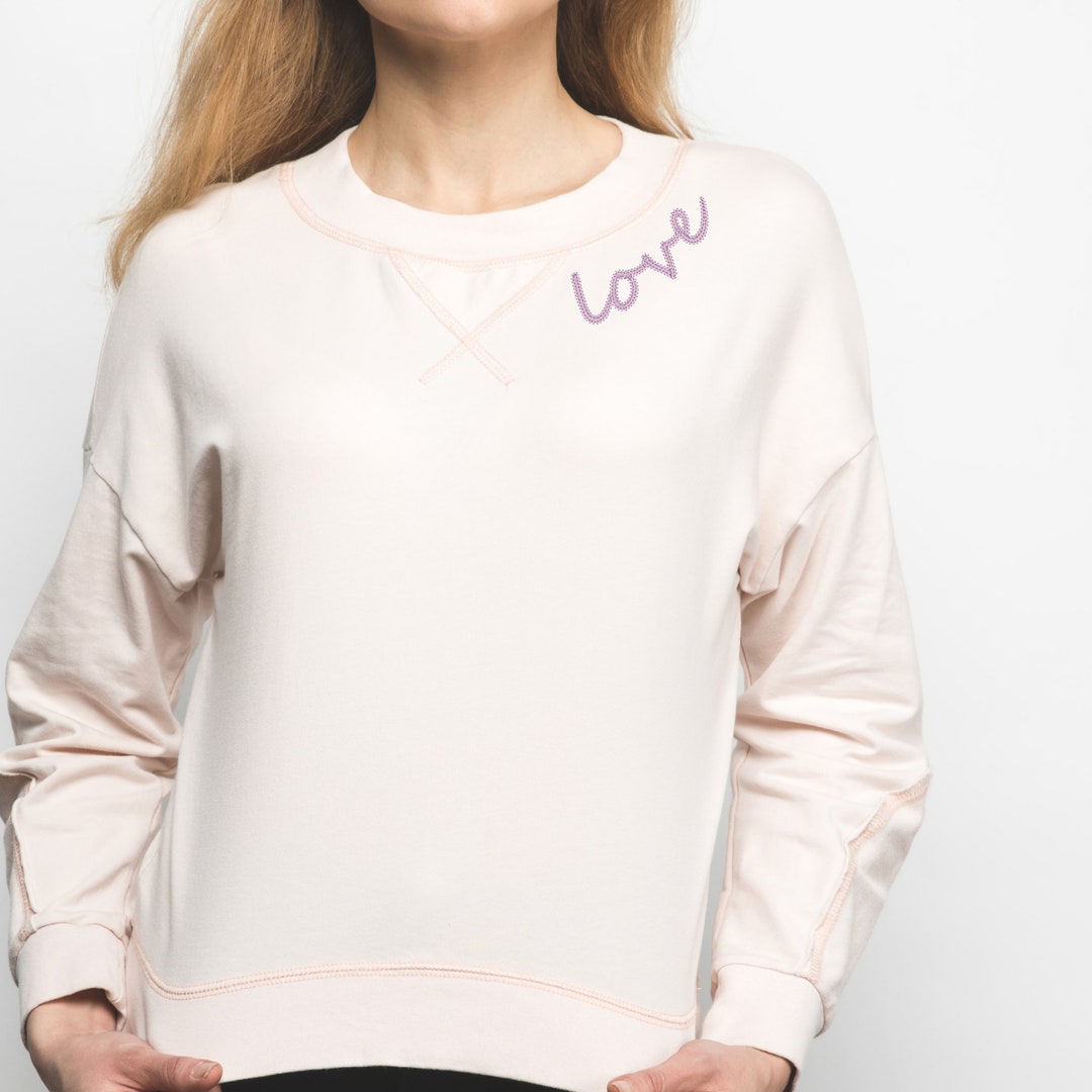 Love Collar Embroidery Design File, Curved Love Embroidery Design, Love ...