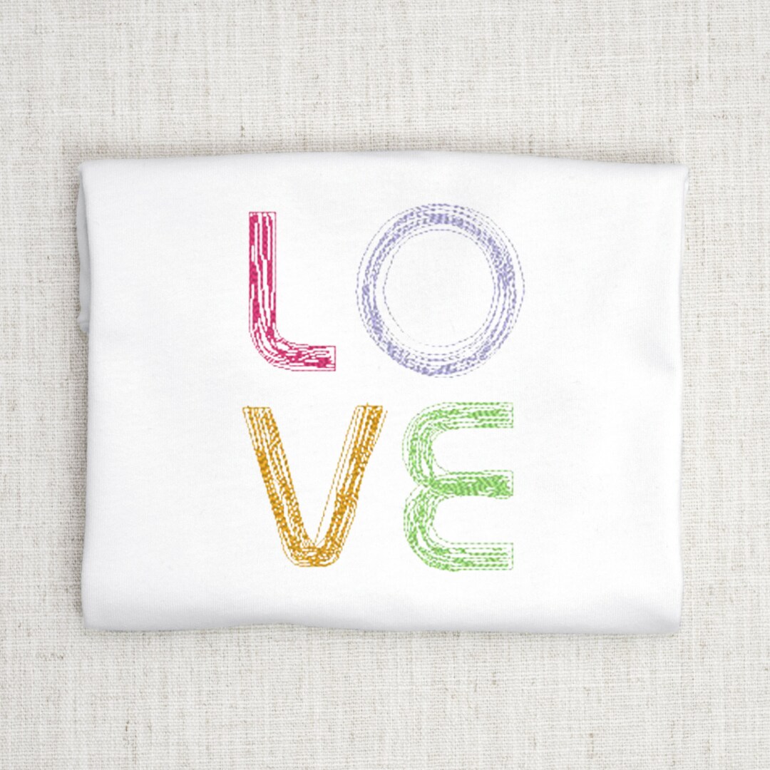 LOVE Stickdatei Scribble Stickdatei Love Maschinenstickerei Valentinstag Geschenk, Stickdatei ...