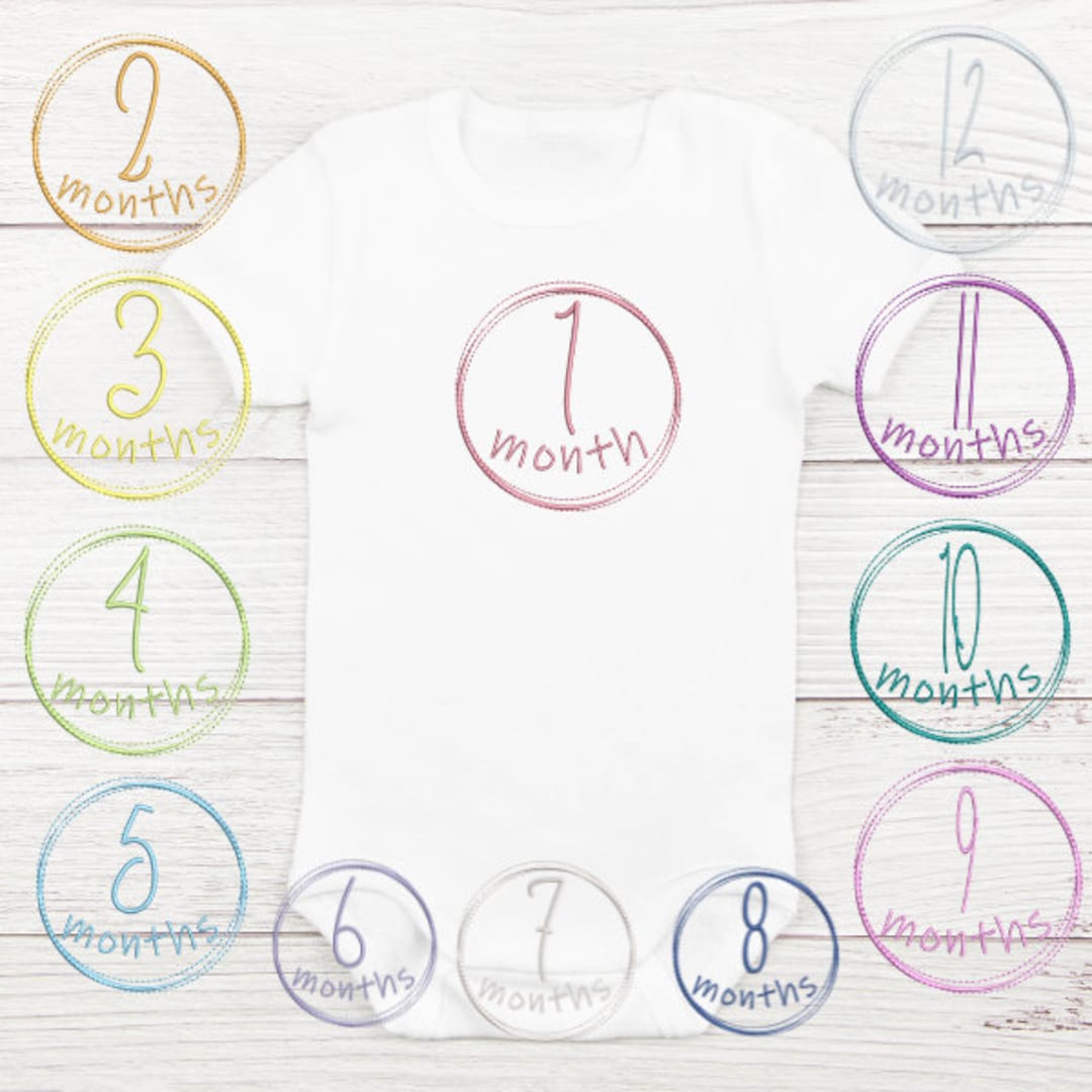 Monthly Milestone Embroidery Design, Monthly Embroidery Design, Baby ...